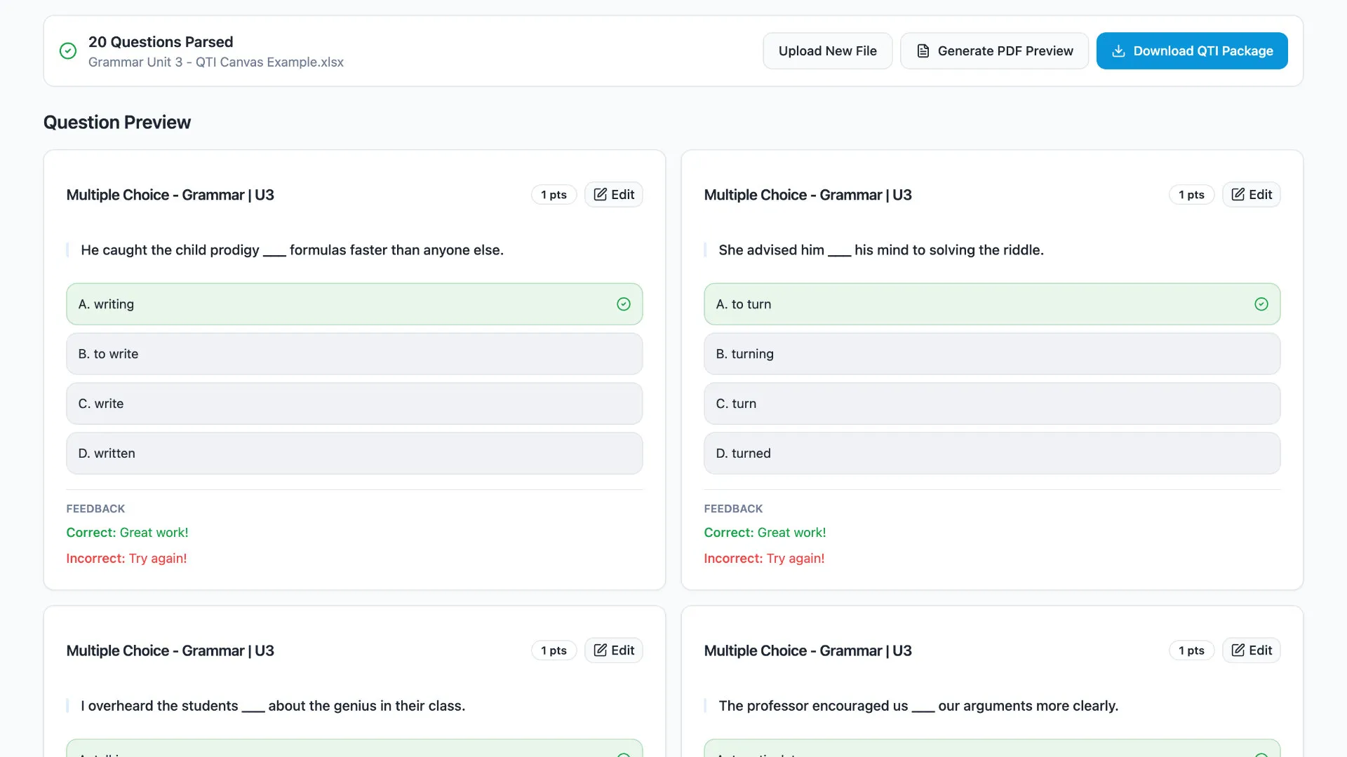 Excel to Canvas QTI Converter | Convert Quizzes to Canvas (50 free tokens)